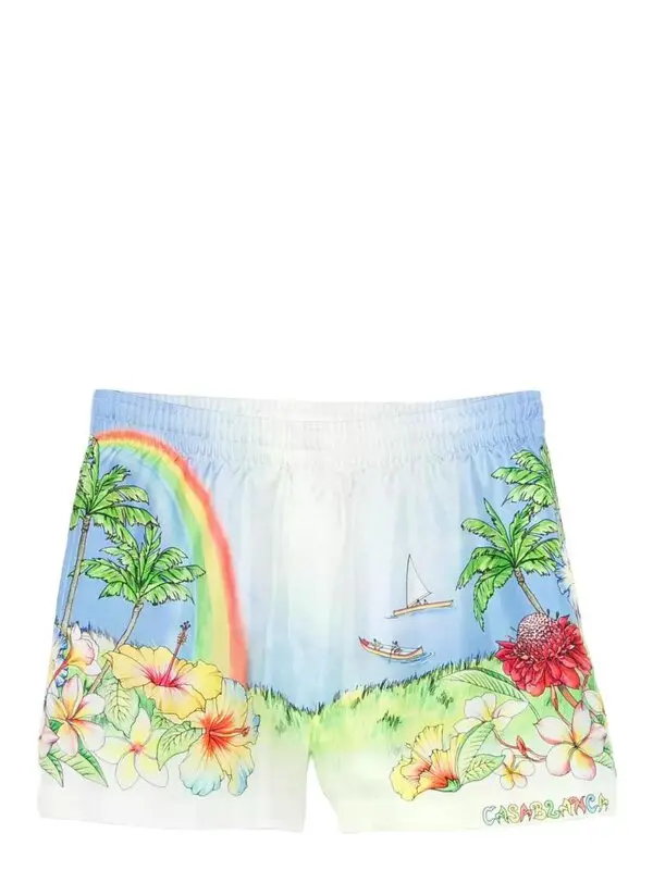 Casablanca Aloha Print Shorts - White