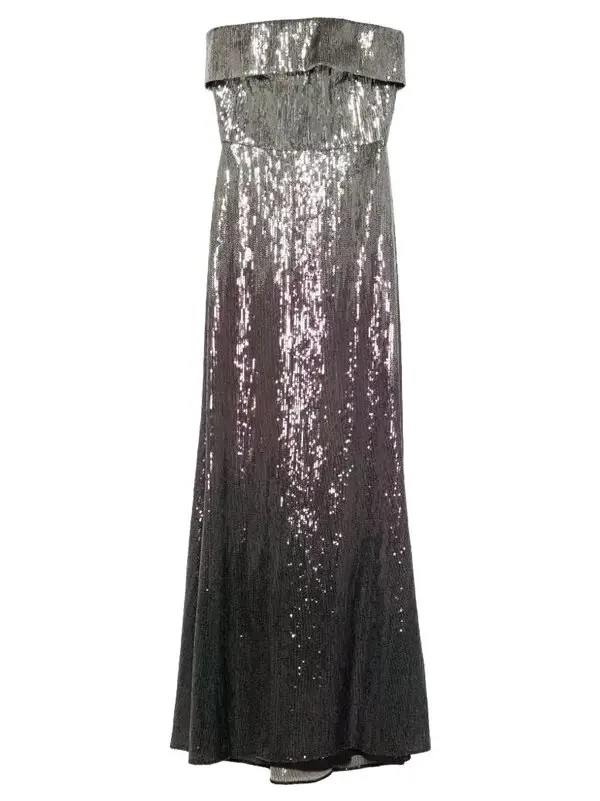 Elie Saab Sequin Strapless Maxi Dress - Silver