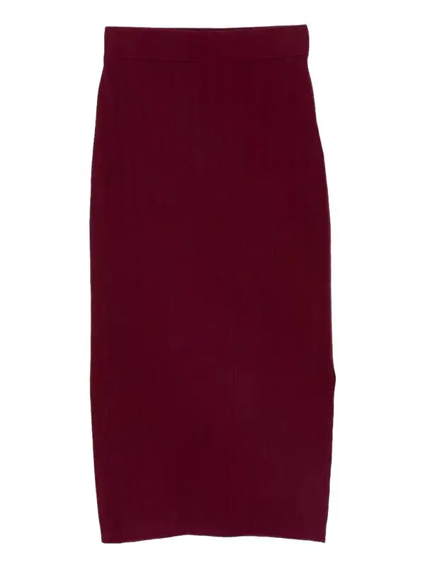 Eric Bompard Ribbed Knit Midi Skirt - Red