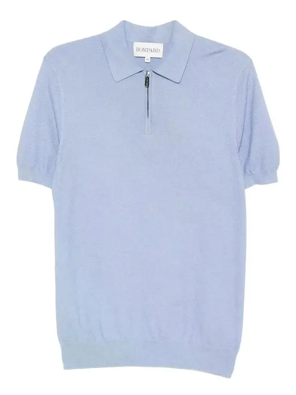 Eric Bompard Zipped Pique-knit Polo Shirt - Blue