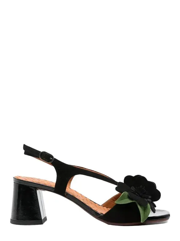 Chie Mihara Floral Detail Slingback Pumps - Black