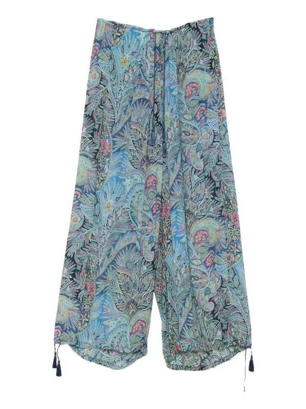 Etro Paisley Tassel Trousers - Blue