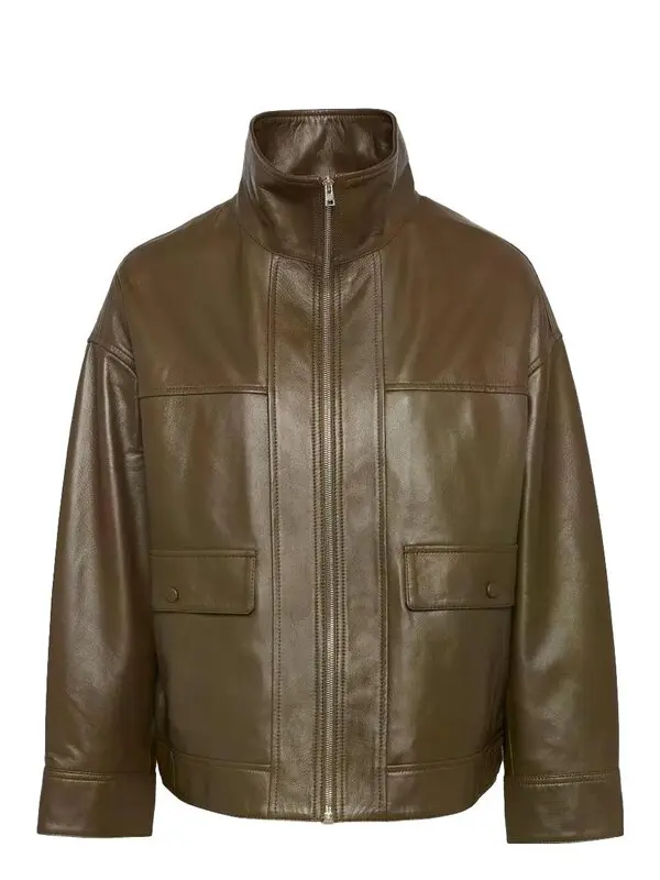 YVES SALOMON Leather Short Jacket - Brown