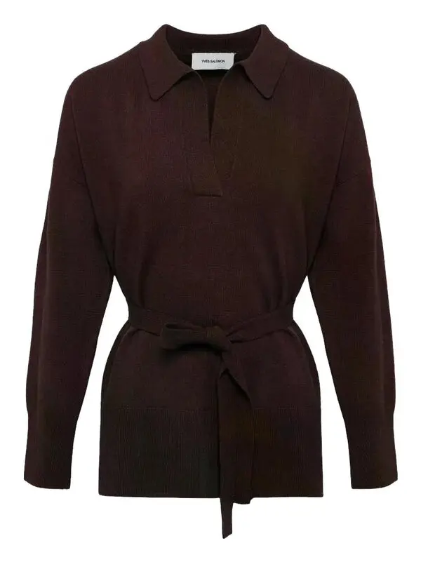 YVES SALOMON Tie-waist Sweater - Brown
