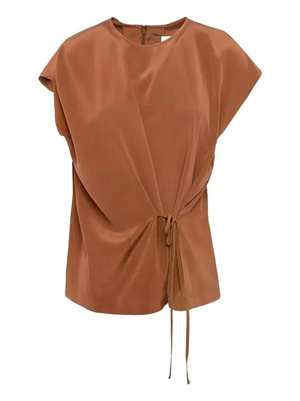 YVES SALOMON Tie-detailed Top - Brown