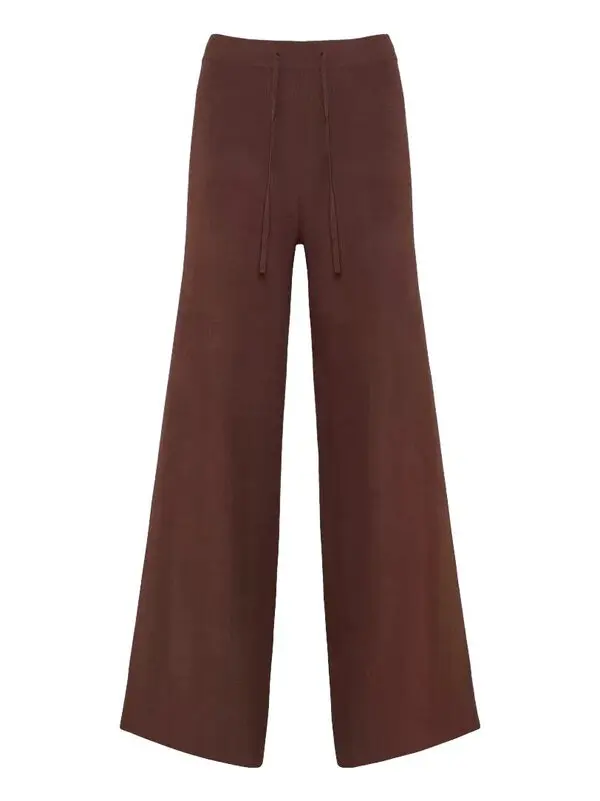 YVES SALOMON Knit Wide-leg Trousers - Brown