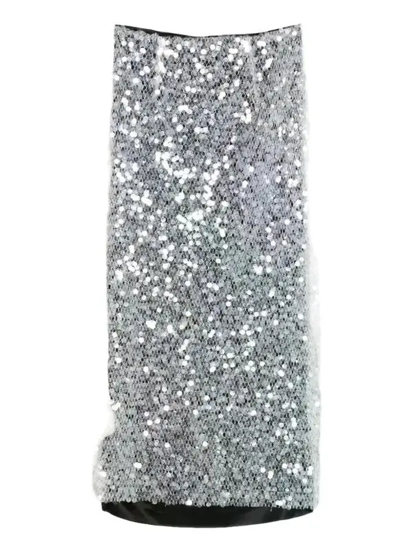 VIKTORIA CHAN Sequin Embellished Skirt - Silver