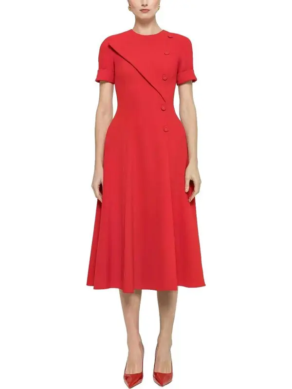 NISSA A-line Midi Dress - Red