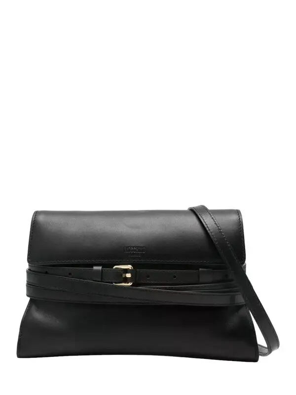 Moschino Leather Buckle Shoulder Bag - Black