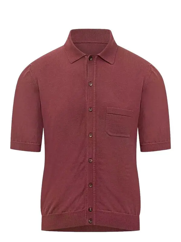 RAKKI Chest-pocket Knitted Shirt - Red