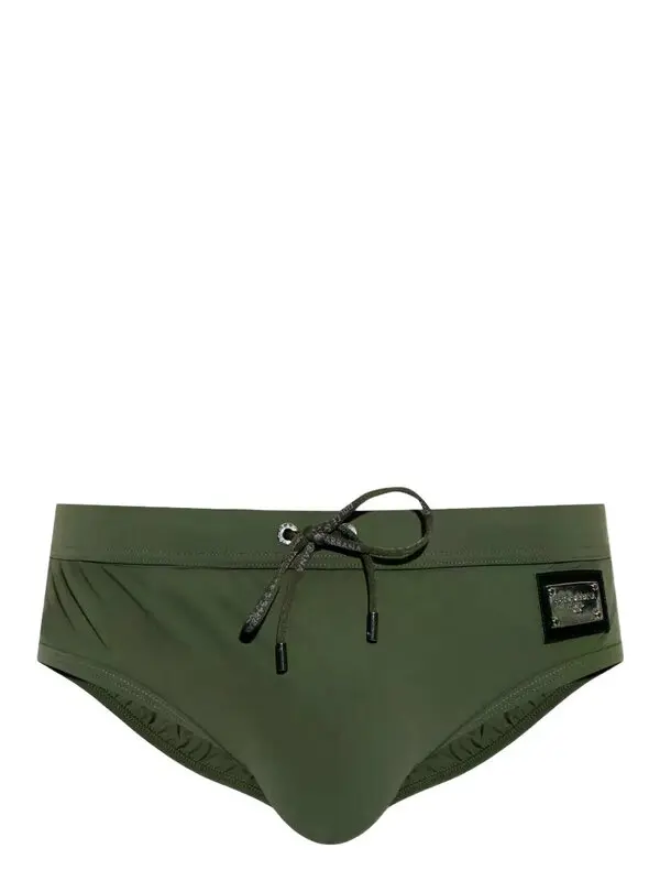 Dolce & Gabbana Logo-plaque Swim Trunks - Green