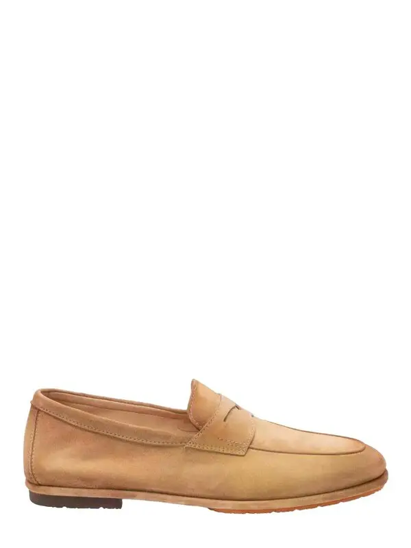 Santoni Suede Penny Loafers - Neutrals