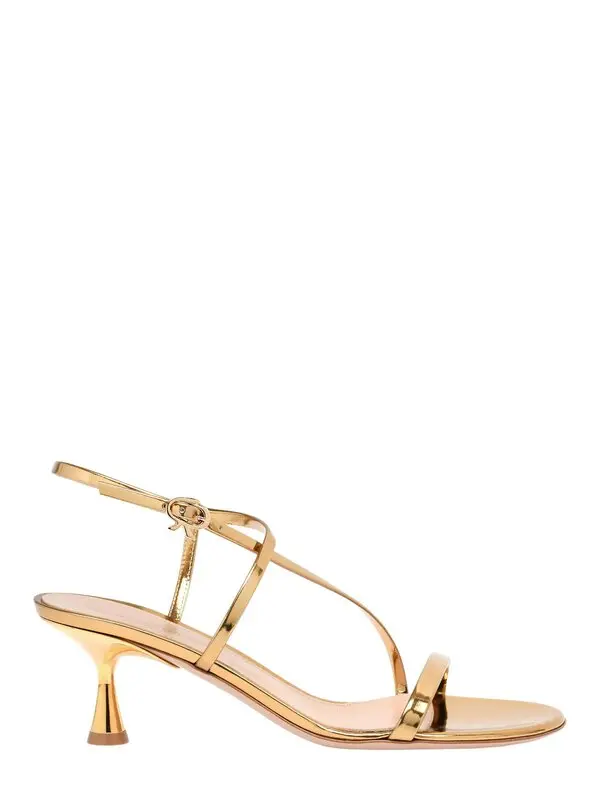 GIANVITO ROSSI Ascent 55 Metallic Leather Sandals - Gold - Shiny Calf