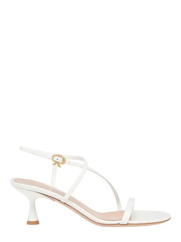 GIANVITO ROSSI Ascent 55 Metallic Leather Sandals - White - Calf