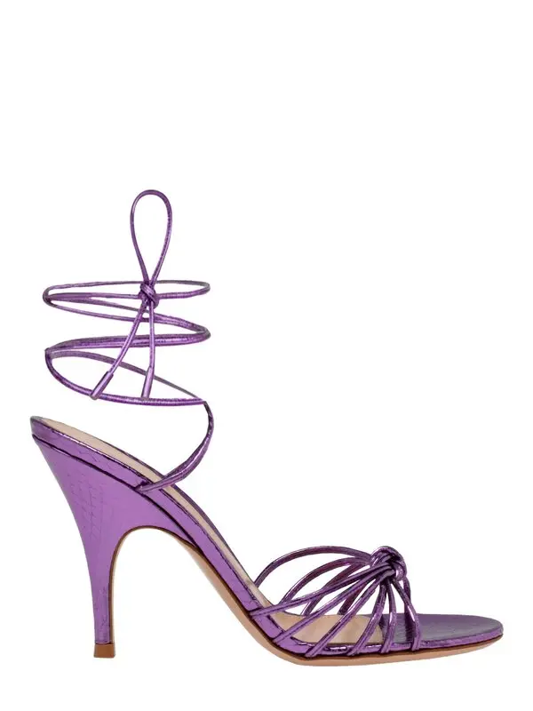 GIANVITO ROSSI Round Toe Ankle Sandals - Purple - Ayers Leather