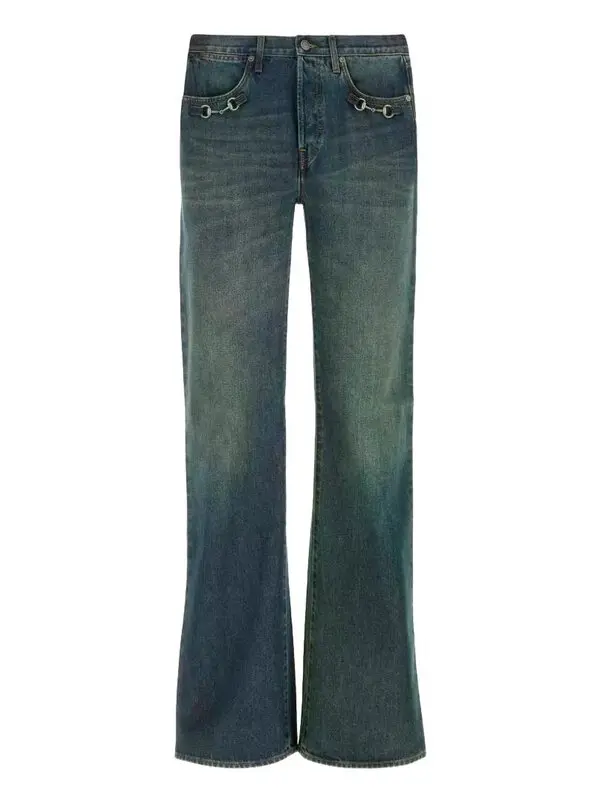 Gucci Horsebit Detail Jeans - Blue