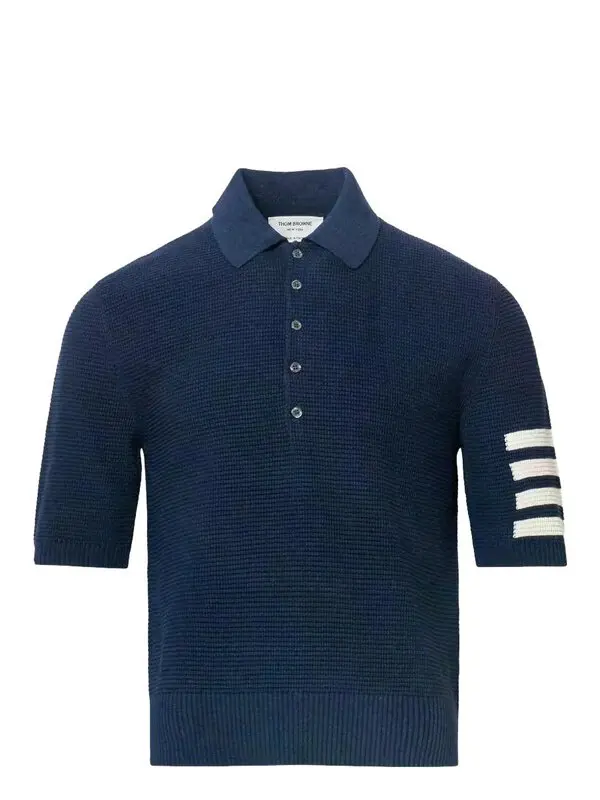 Thom Browne Stripe-detail Polo Shirt - Blue