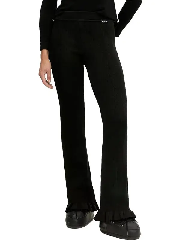 NEWLAND Ruffled Ribbed Trousers - Black