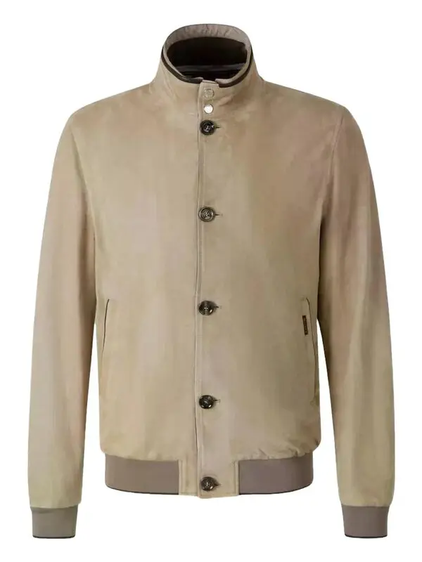 MOORER Button Zip Jacket - Neutrals