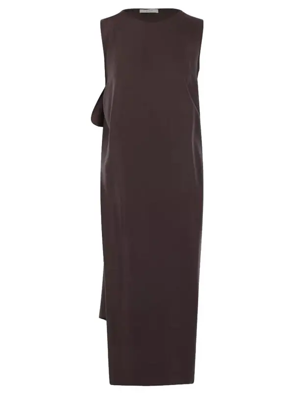 Dusan Draped Sleeveless Dress - Brown
