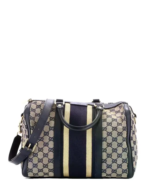 Gucci Vintage Web Boston Bag Gg Canvas Medium Satchel - Blue