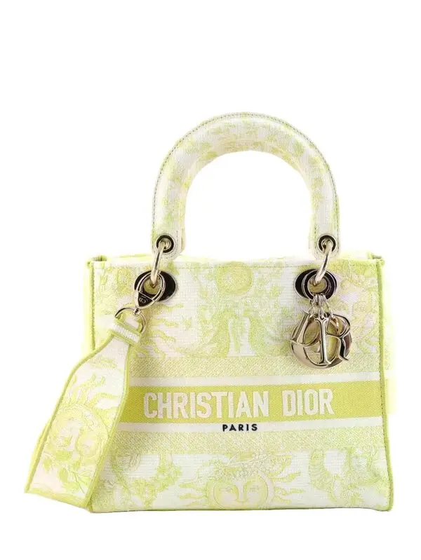 Dior Lady D-lite Bag Embroidered Canvas Medium Satchel - Multicolour