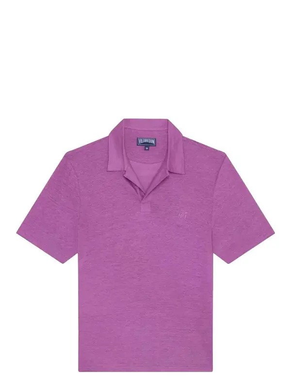 Vilebrequin Turtle-embroidered Linen T-shirt - Purple