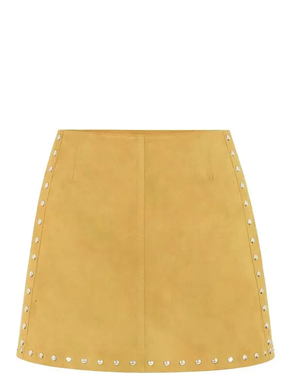 ZUT Studded Suede Mini Skirt - Yellow