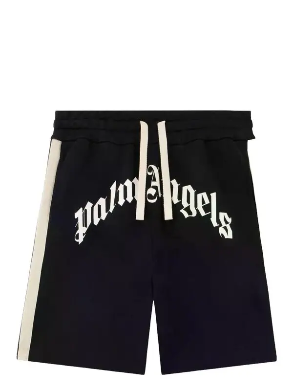 Palm Angels Curved Logo Track Shorts - Black
