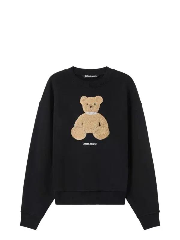 Palm Angels Textured Bear Graphic Sweatshirt - Black