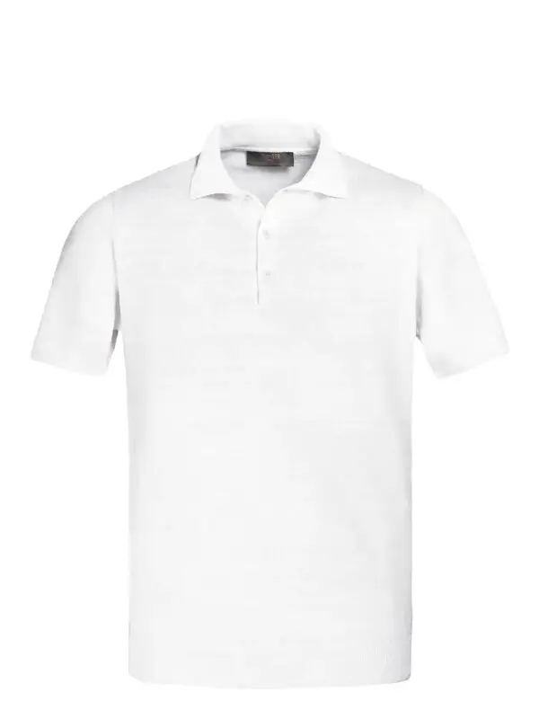 MOORER Vinal-mag Button-fastening Short-sleeve Polo Shirt - White