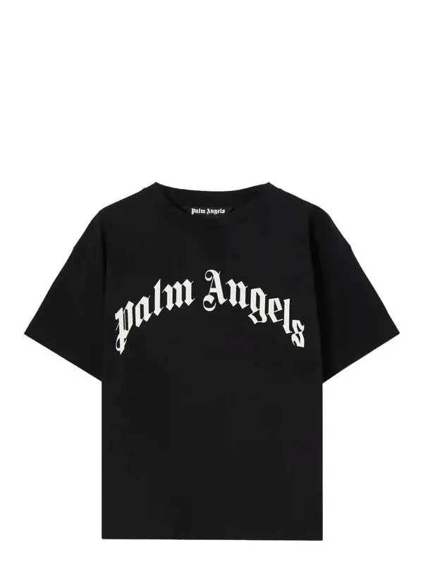 Palm Angels Curved Logo T-shirt - Black