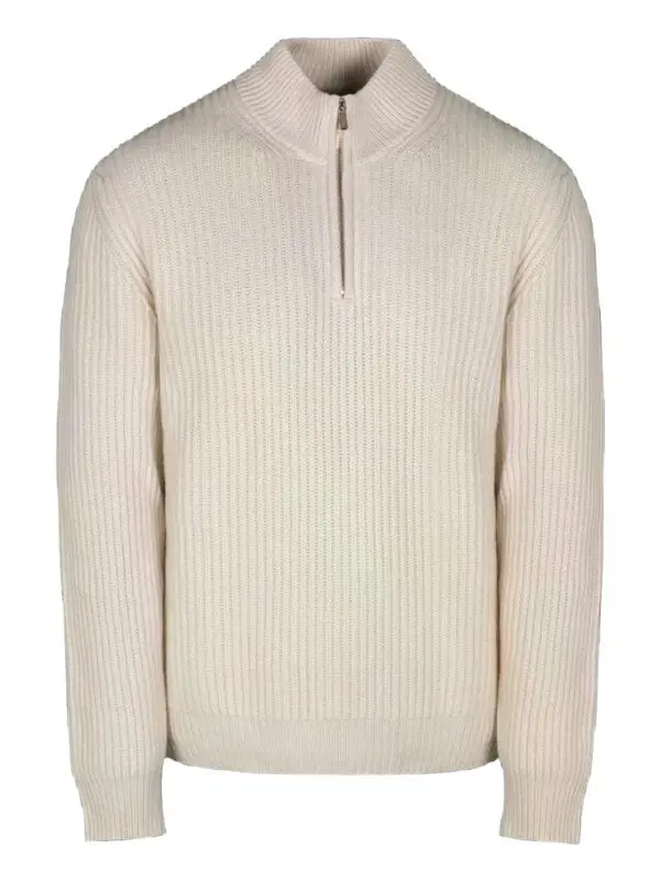 MOORER High-neck Half-zip Cashmere Sweater - Neutrals