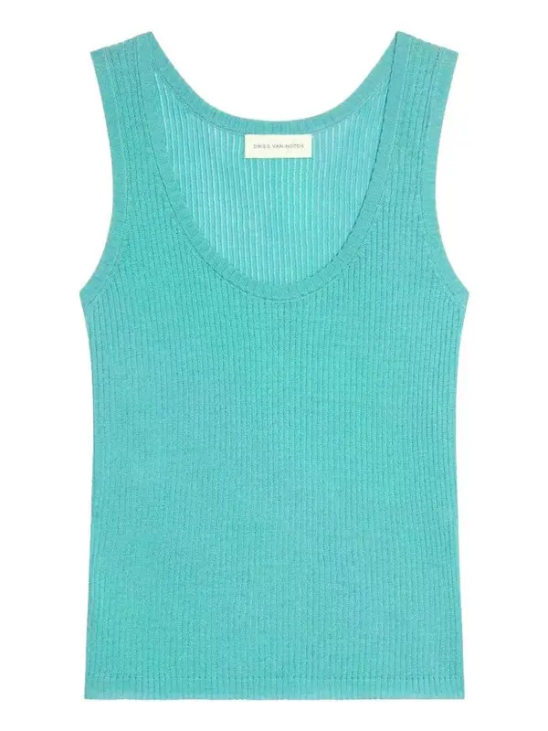 Dries Van Noten Knitted V-neck Top - Blue