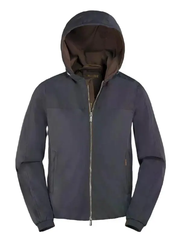 MOORER Hooded Zip-front Jacket - Blue