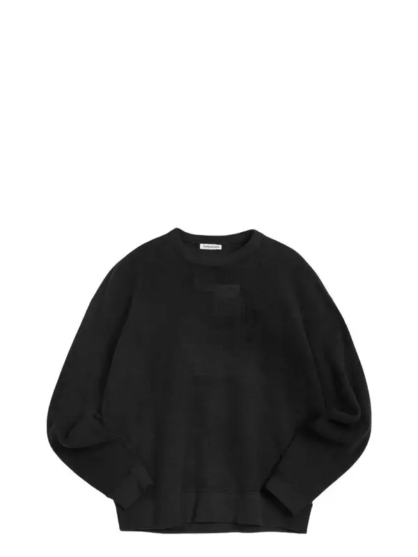 You Must Create Crew-neck Waffle Knit Sweatshirt - Black
