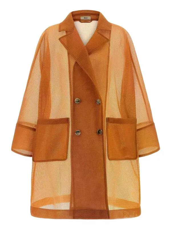 Herno Double-breasted Mesh Coat - Orange