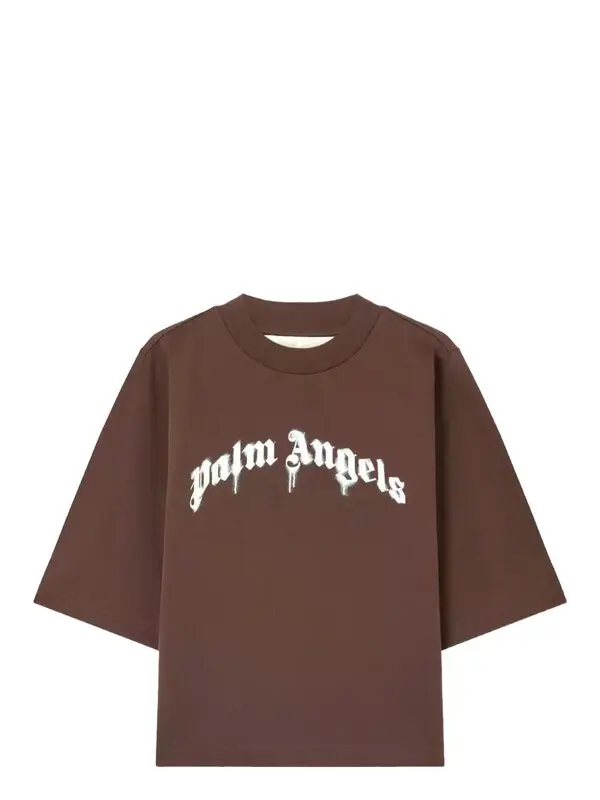 Palm Angels Curved Logo Boxy T-shirt - Brown