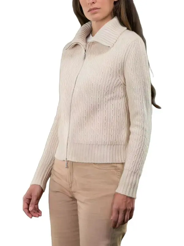 MOORER Zip-fastening Cable-pattern Cardigan - Neutrals