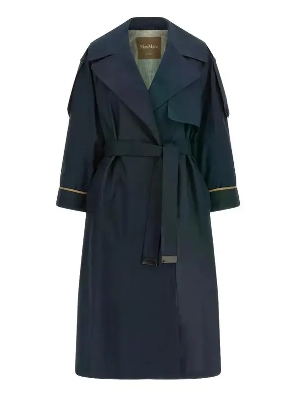 Max Mara Flared Belted Trench Coat - Blue