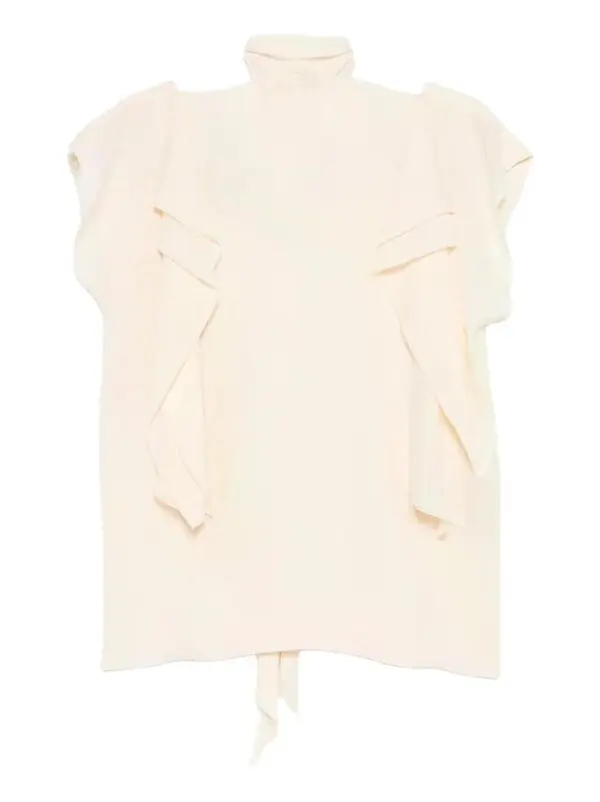 LANVIN Blouse With Ruffled Tie - Neutrals