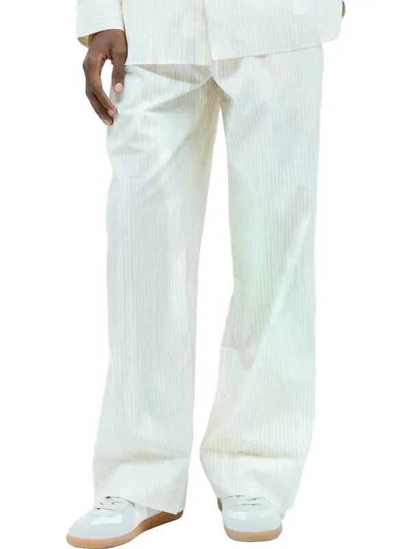 TEKLA Striped Tie-waist Trousers - Neutrals