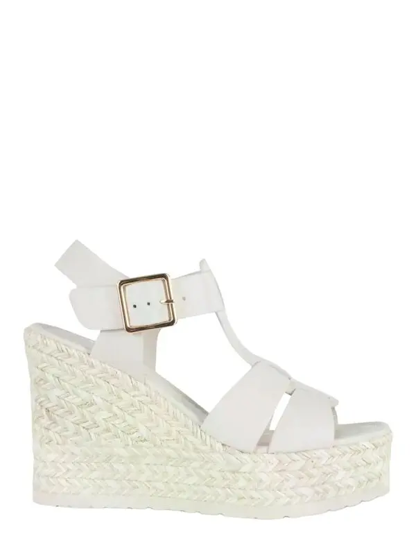 PALOMA BARCELO T-strap Woven Sandals - White
