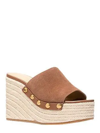 Michael Kors Mayes Suede Wedge Sandals - Brown