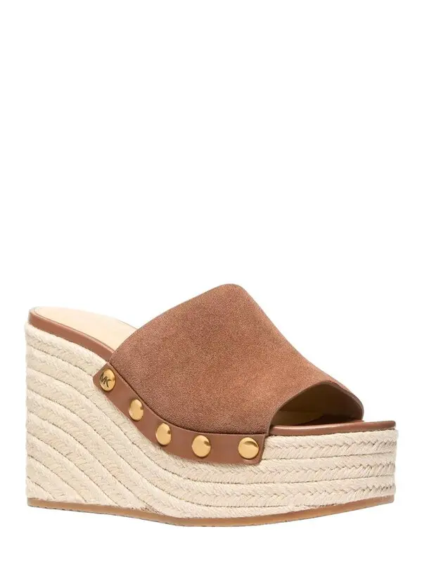 Michael Kors Mayes Suede Wedge Sandals - Brown