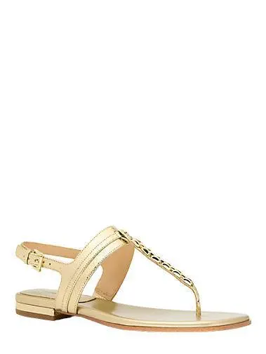 Michael Kors Marcia Embellished Metallic Leather Sandal - Gold
