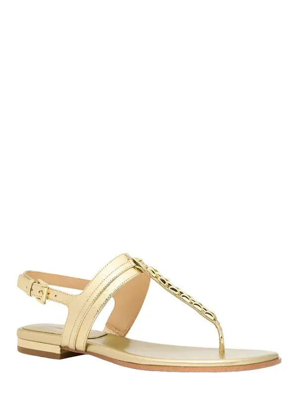 Michael Kors Marcia Embellished Metallic Leather Sandal - Gold
