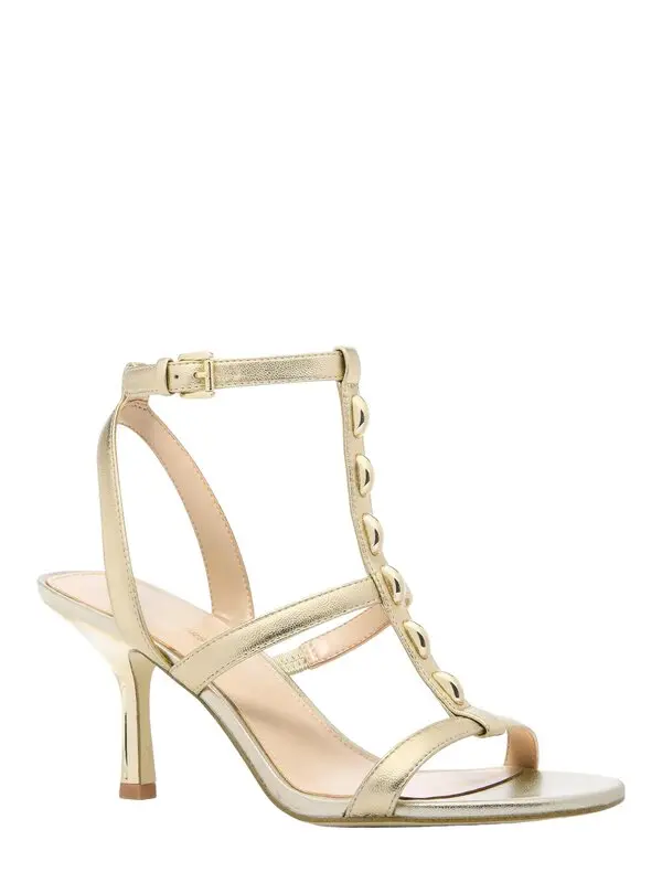 Michael Kors Nara Studded Metallic Leather Sandal - Gold