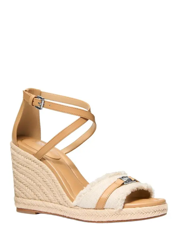 Michael Kors Mandy Linen Wedge Sandal - Natural