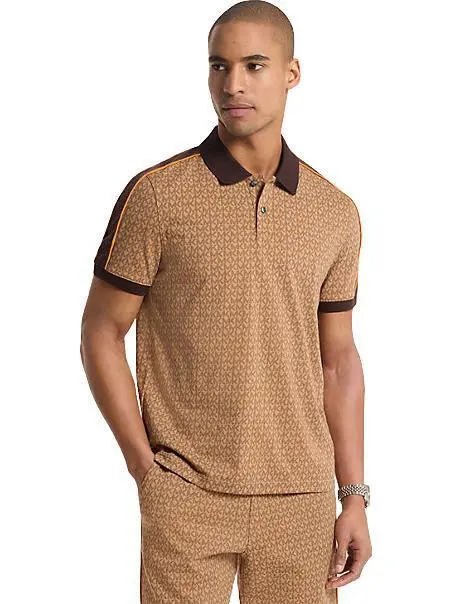 Michael Kors Signature Logo Cotton Polo Shirt - Brown